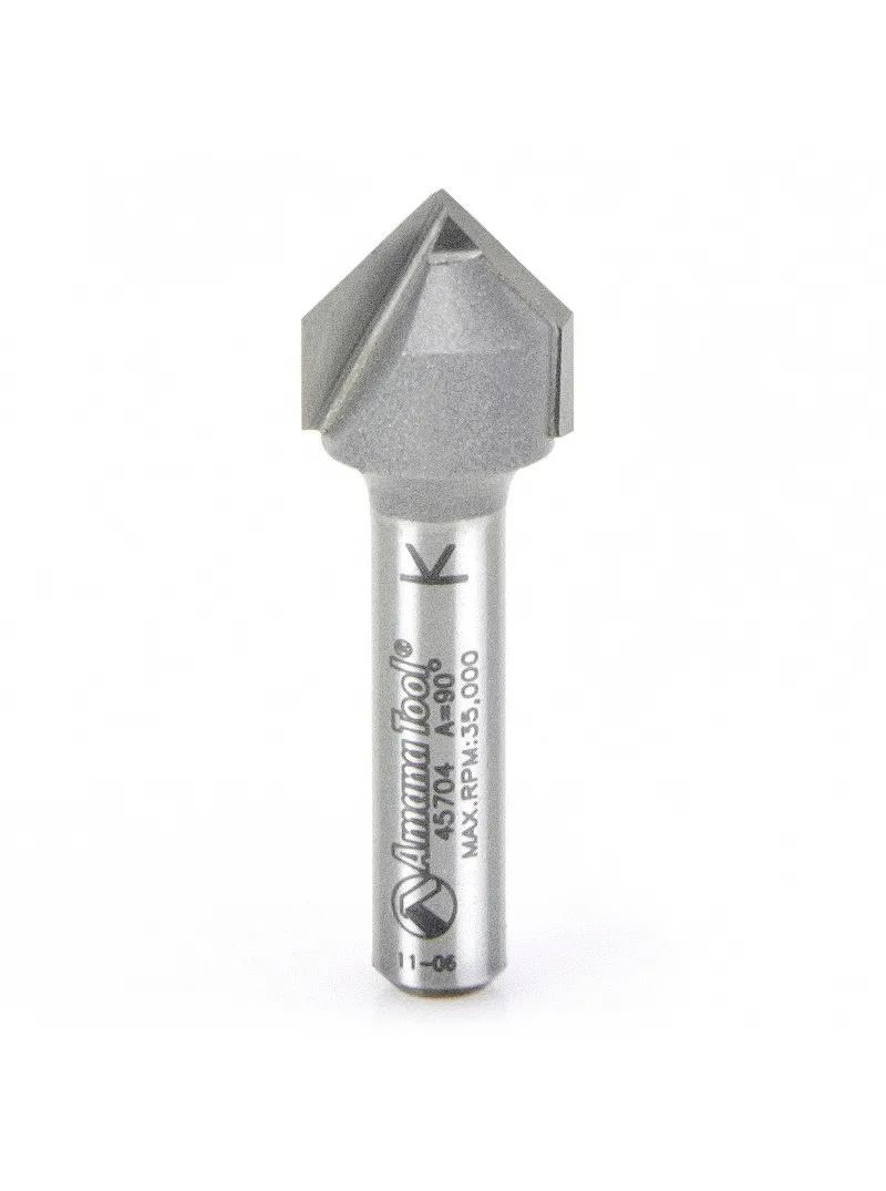 Fresa de corte en V de 1/2" 90° espigo 1/4" 45704 Amana Tool ...