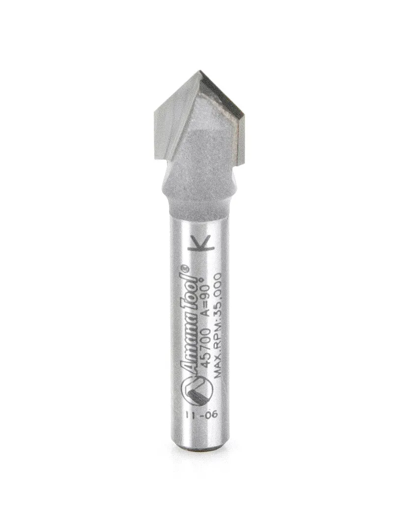 Fresa para corte en V de 90° 3/8" espigo 1/4" 45700 Amana Tool ...